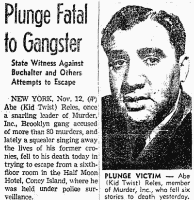 The Writers of Wrongs: Murder Inc. turncoat Abe Reles falls to his death