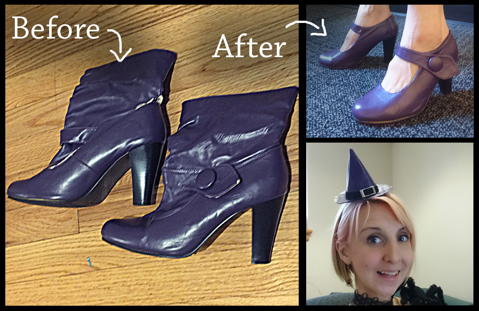 Refashion Co-op: A magical transformation (boots to shoes & a hat)