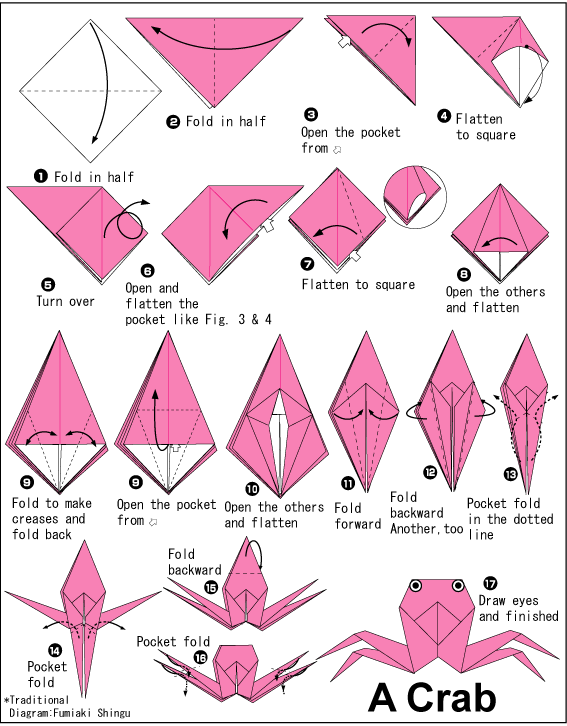 Crab - Easy Origami instructions For Kids