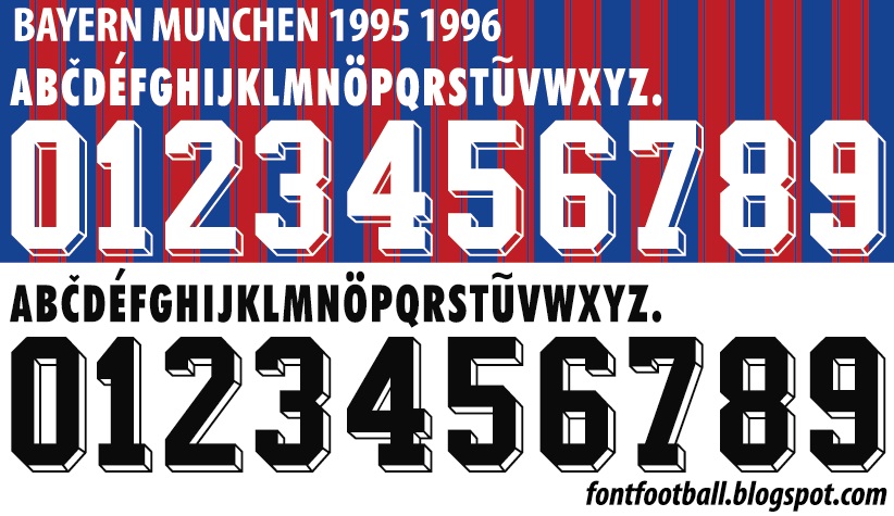 FONT FOOTBALL: Font Vector Bayern Munchen 1995 1996 kit