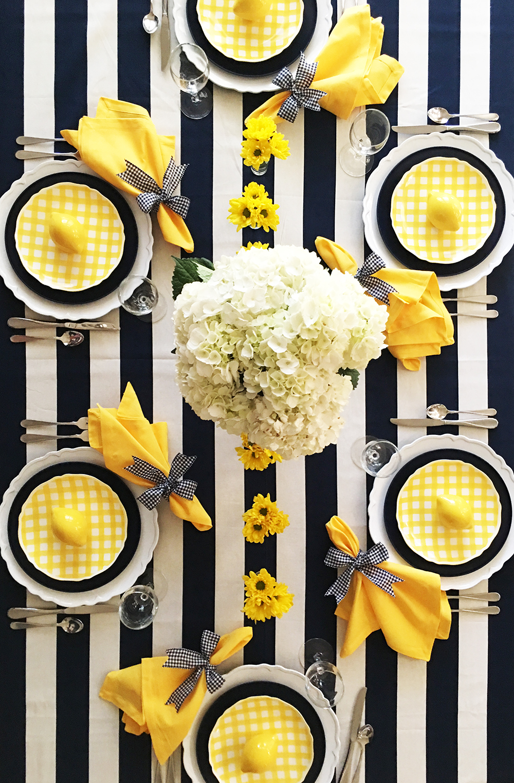 Lemon Yellow and Blue Summer Tablescape | BellaGrey Designs