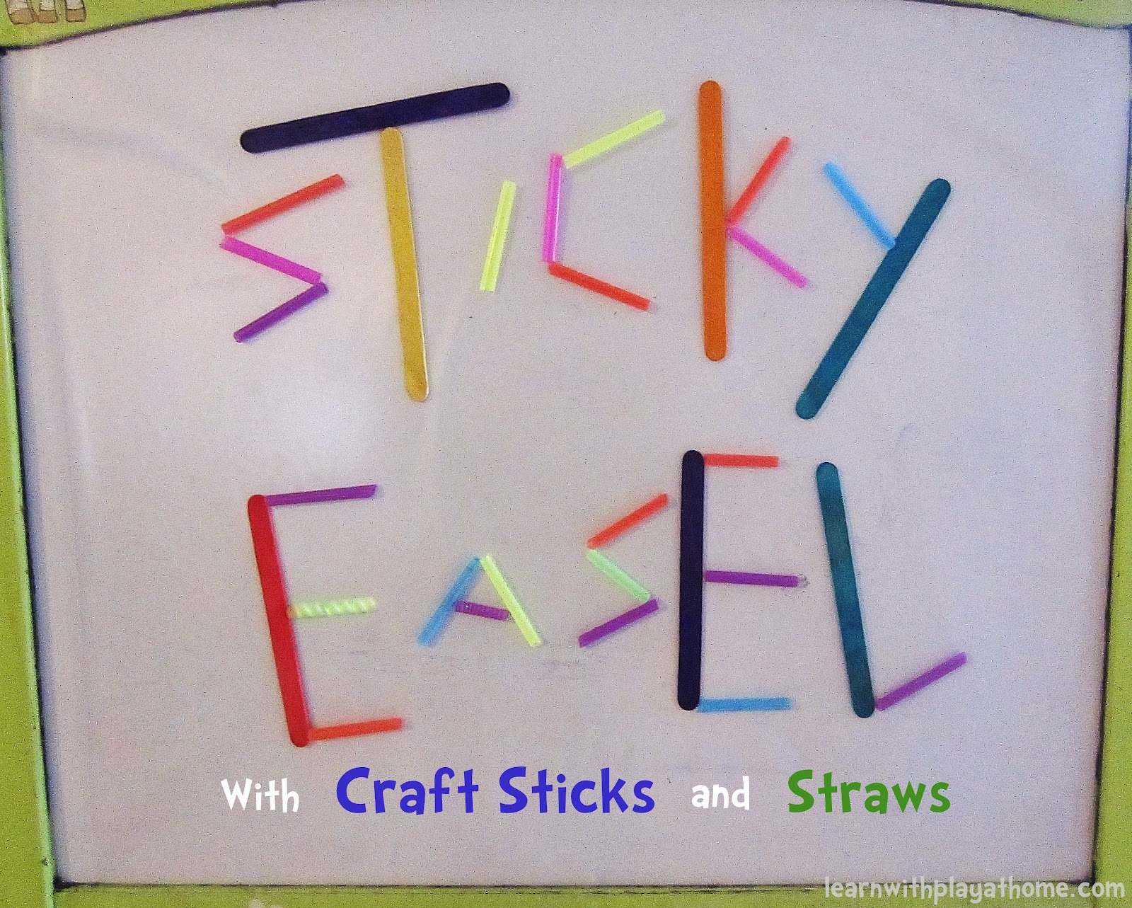 Learn with Play at Home: Sticky Easel: Coloured Craft Sticks and Straws