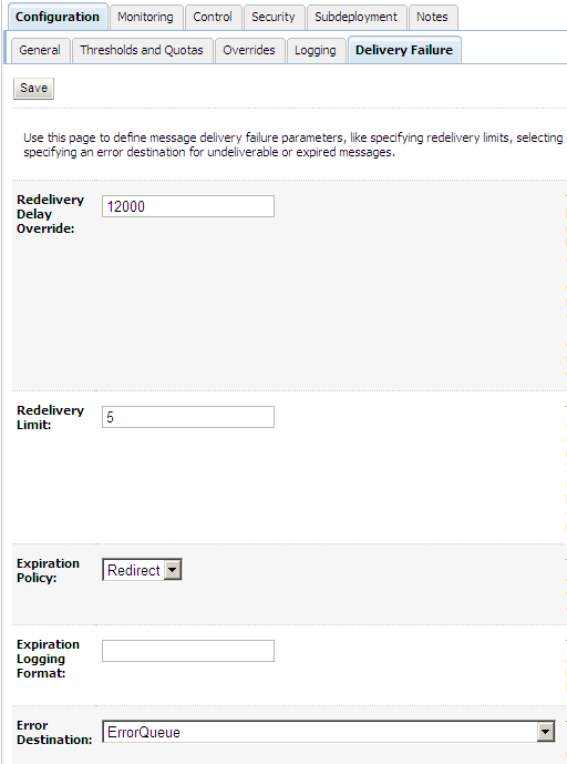 Soa 11g Configure Retry Able Jms Queue Oracle Fusion Middleware Blog