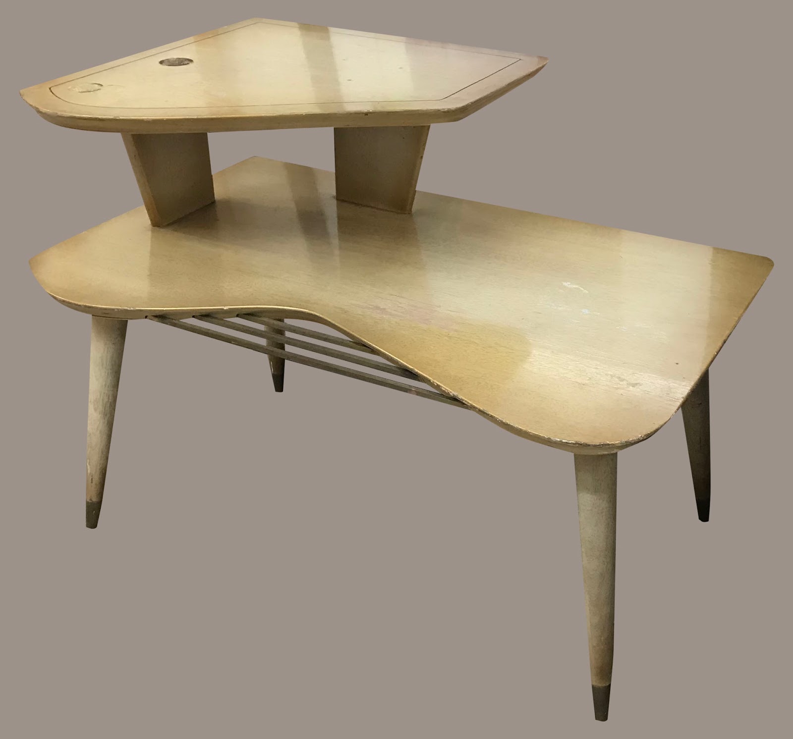Uhuru Furniture & Collectibles: Mid-century Limed Oak Bi-level Table ...