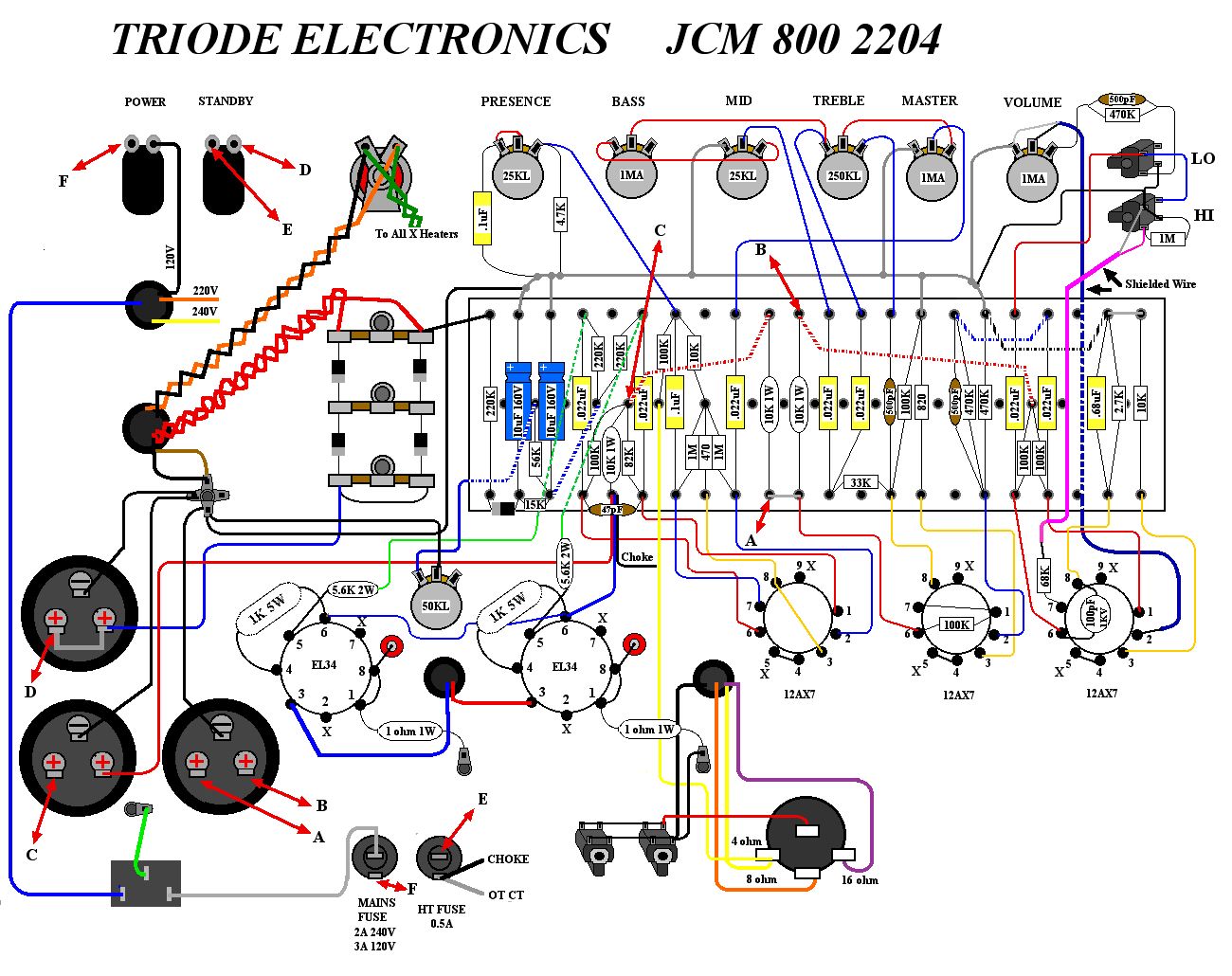 * Eletrônica na Válvula.: Esquema Elétrico Amplificador JCM 800.
