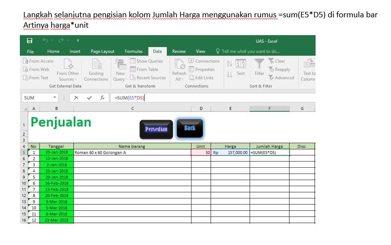 Ms. Excel - Tutorial membuat tabel Penjualan menggunakan fungsi dan formula