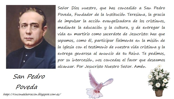 Rincón de la Oración: Estampa Oración de San Pedro Poveda