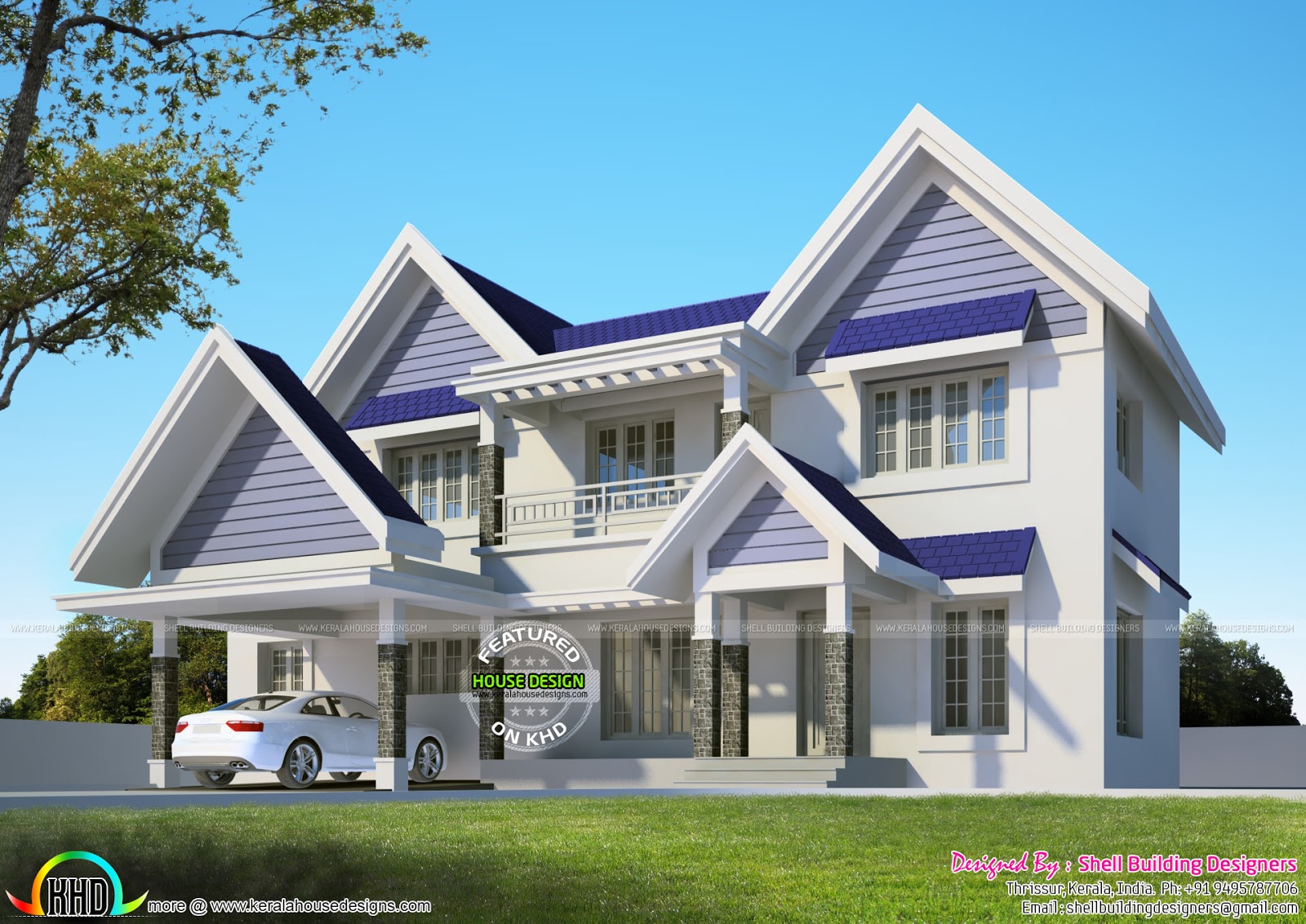 European look Sloped roof home architecture - Kerala home design and ...