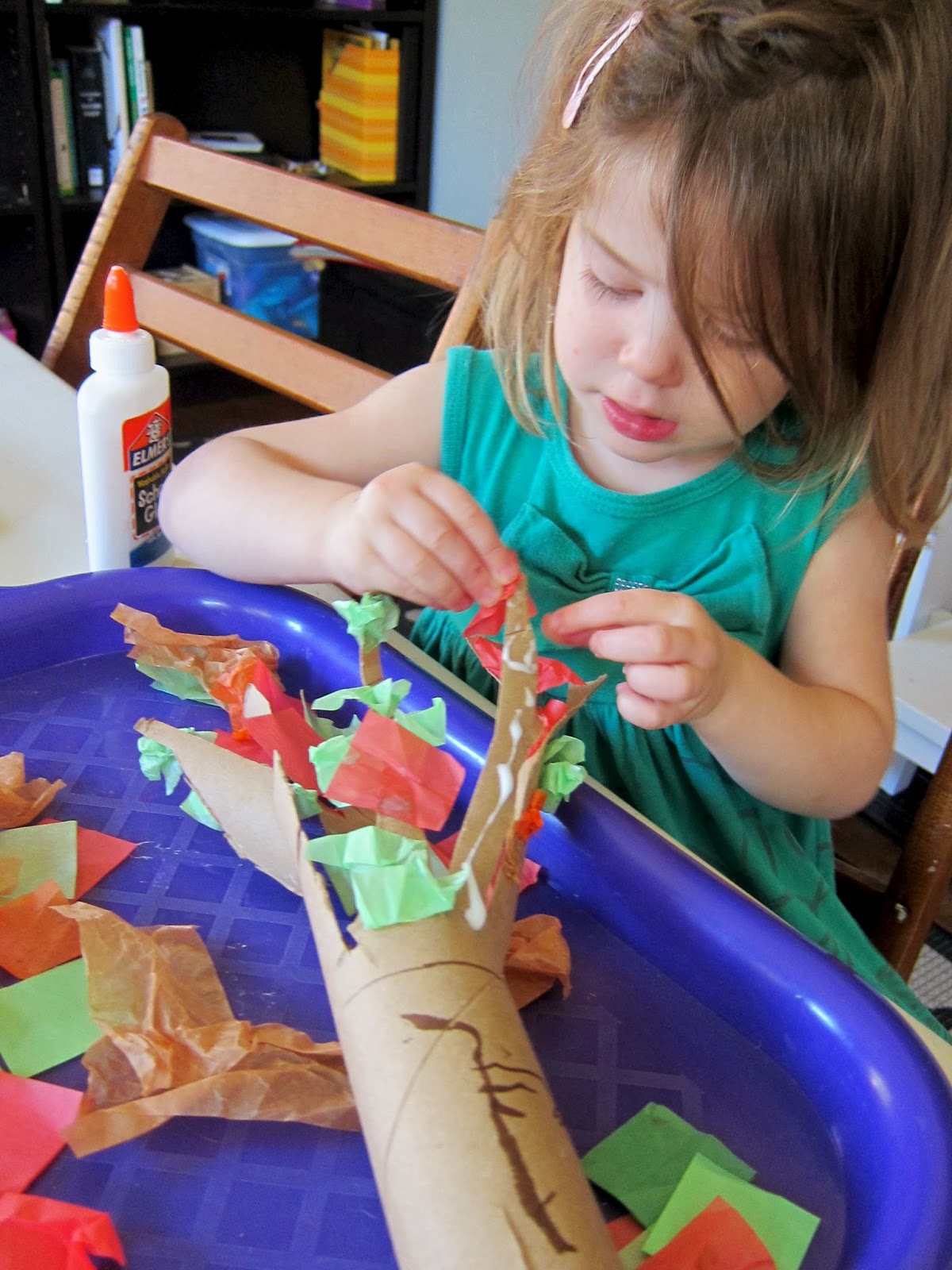 Paper Tube and Tissue Paper Autumn Trees