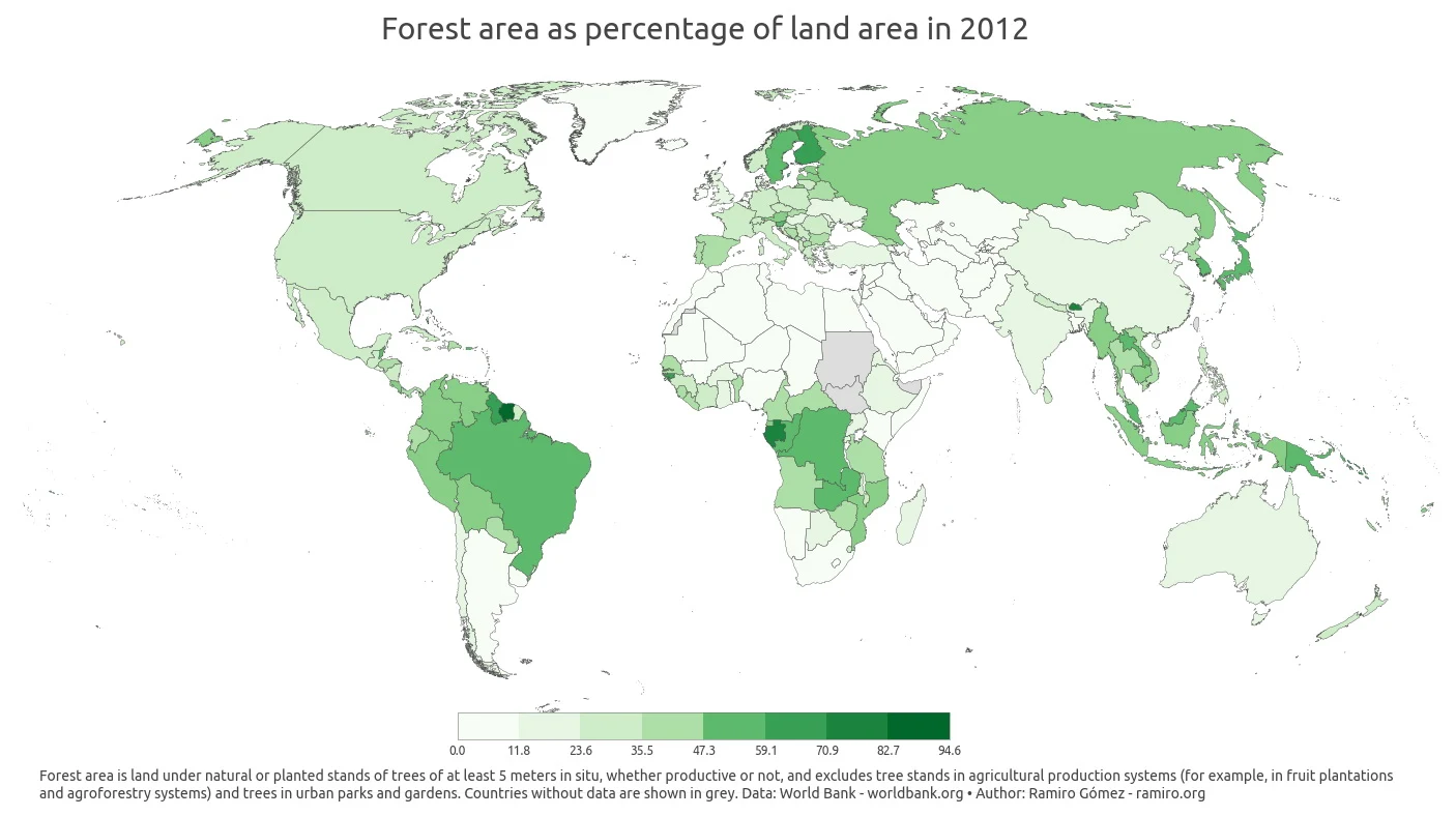 Forest area as percentage of land area