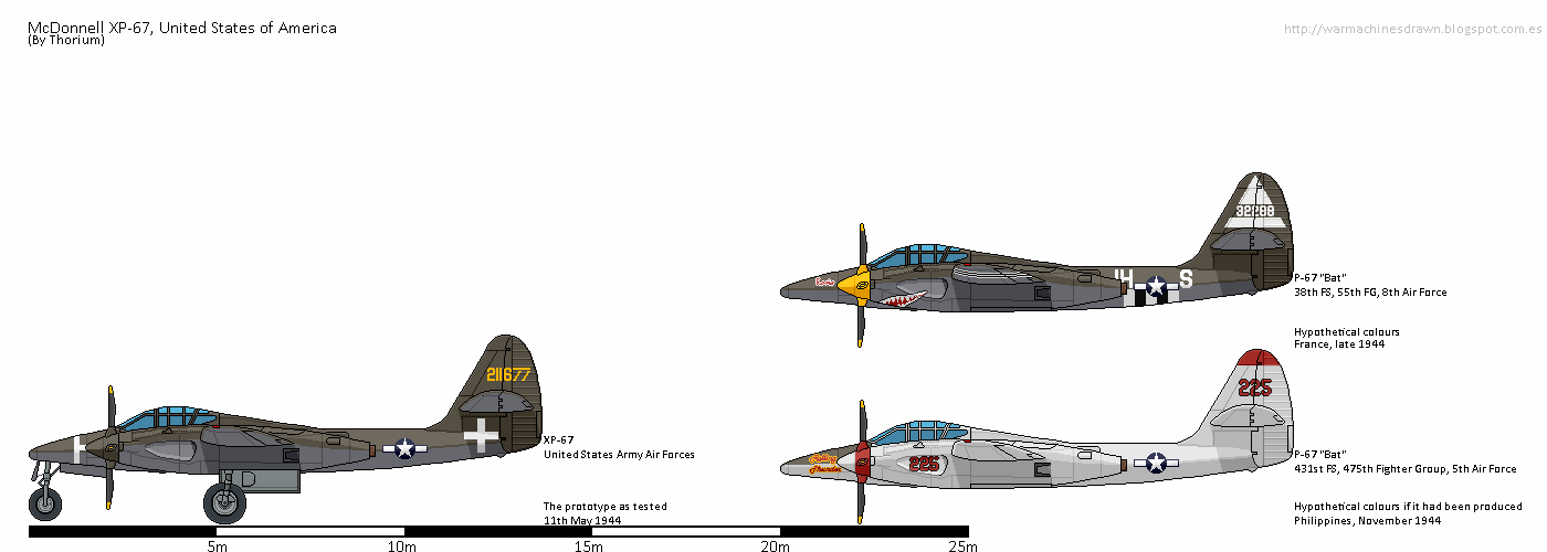 War Machines Drawn: McDonnell XP-67 Bat