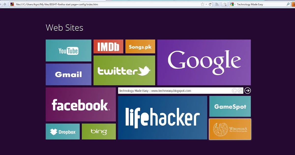 Customize your Browser Home Page to Look like Windows 8 | Technology ...