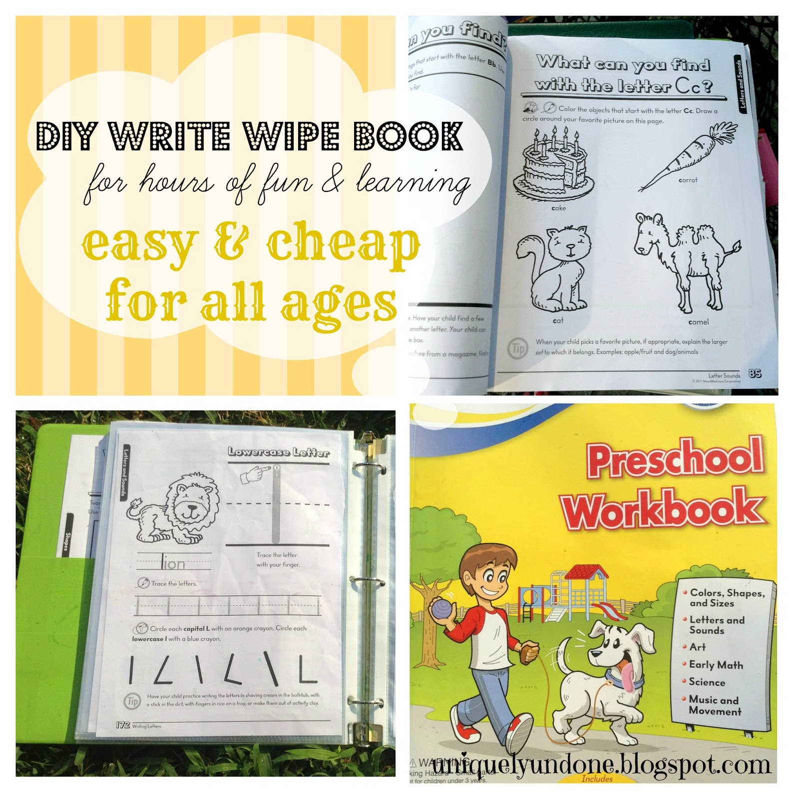 DIY Write Wipe Workbook - Uniquely Undone