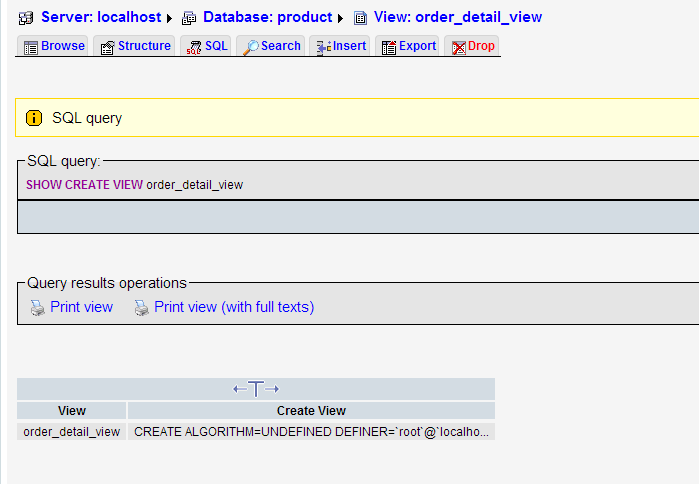 วิธีตรวจสอบคำสั่ง Sql ที่ใช้สร้าง View ด้วย Phpmyadmin Shows A Create View Statement That 9416