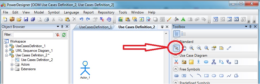 A UML use case with PowerDesigner