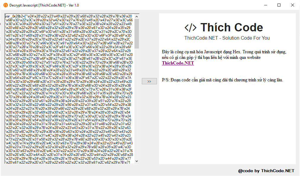 Chia Sẻ Tool Decrypt Javascript Dạng Hex Dạng Mã Hóa Phổ Biến được Dùng Trong Template Blogspot