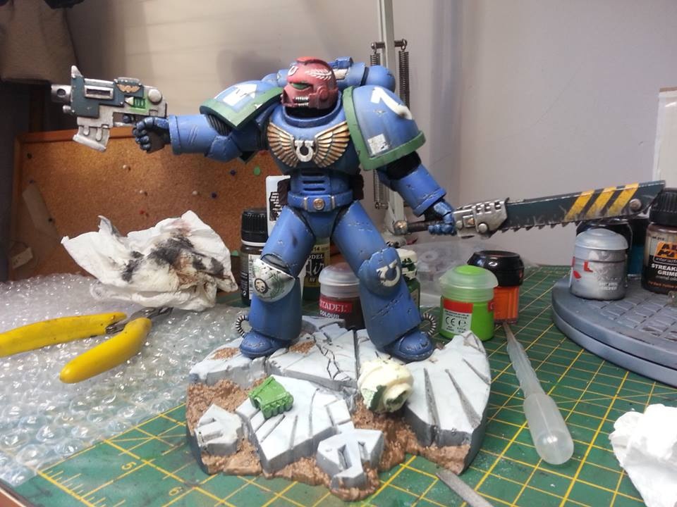 WIP - Large Scale Ultramarines 4th Company Sergeant - Bloody Dice