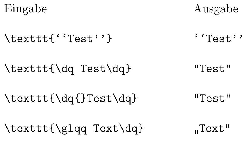 Latex Kurs: LaTeX Anführungszeichen
