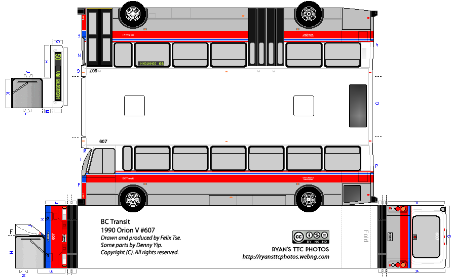 SP. Papel Modelismo: PaperBus 1990 Orion V - BC Transit
