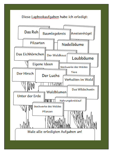 Laufzettel Waldlapbook - Tipss und Vorlagen