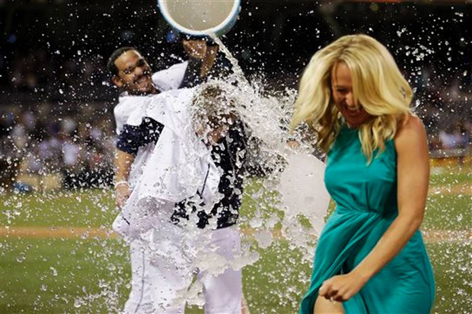 Gatorade Baths: Kris Budden shows some leg while escaping an Ice Water ...