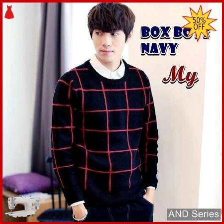 AND257 Sweater Pria Box Boy Biru Navy BMGShop