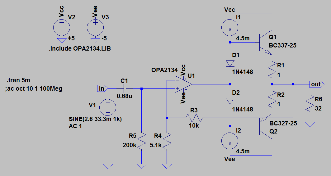 ヘッドホンアンプ備忘録: …OPA2134を試してみたの、シミュレーション結果など