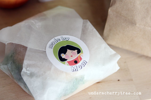Under A Cherry Tree: "Made By Mom" Lunch bag Sticker Labels