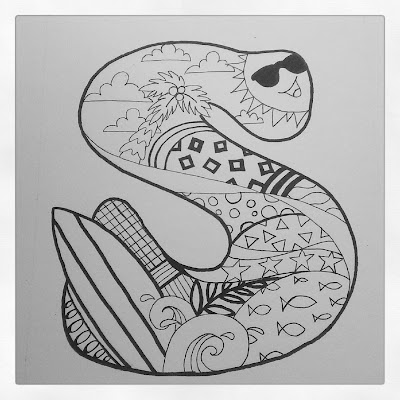 Lanie J. and Co.: Two new doodled letters for little boys in progress.