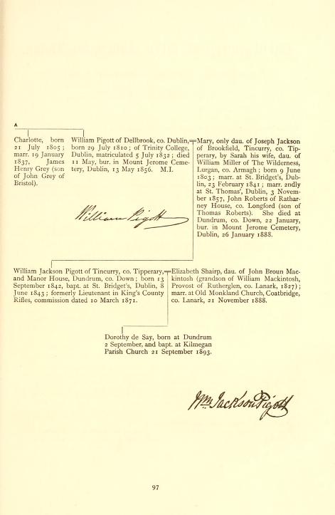 THE PIGOTT FAMILY OF QUEEN'S COUNTY, IRELAND; SOME ANCESTRAL ...