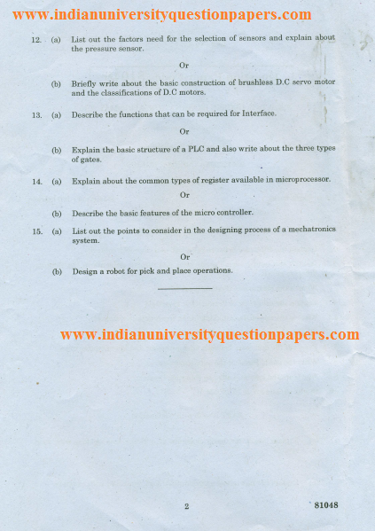 080120045 Mechatronics April May 2015 Question Paper - University ...