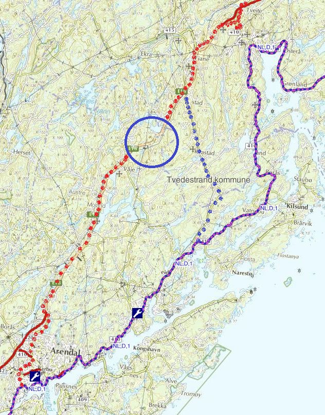 BRUNO: Nasjonal rute nr. 1/North Sea Cycle Route/Fevik-Sandefjord