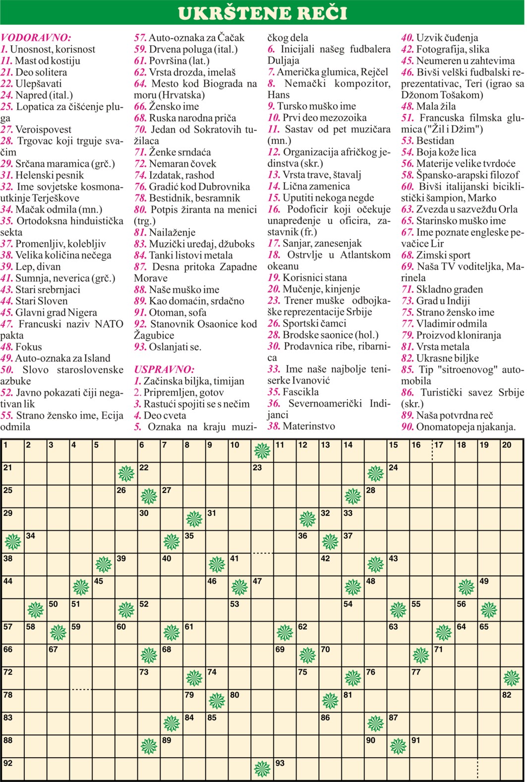 МИРОСЛАВЉЕВА ЕНИГМАТИКА: UKRŠTENE REČI