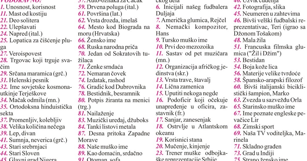 МИРОСЛАВЉЕВА ЕНИГМАТИКА: UKRŠTENE REČI