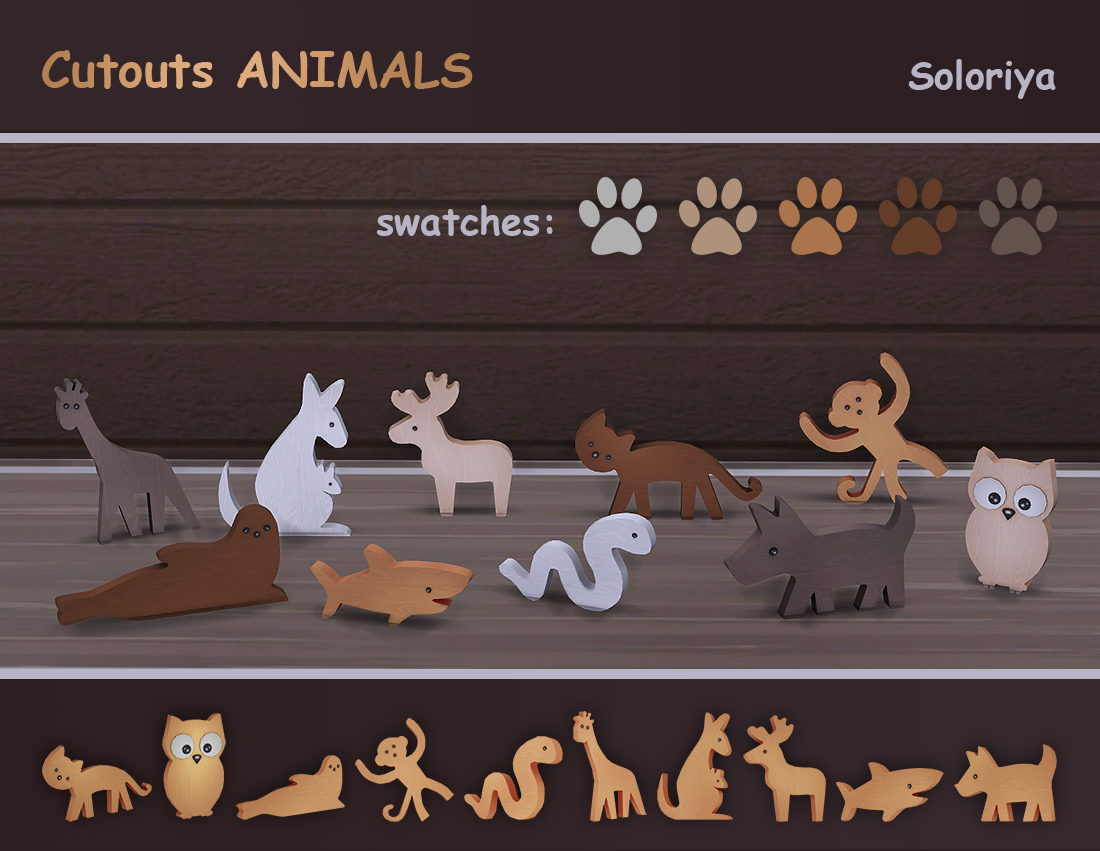 soloriya: Cutouts ANIMALS. Sims 4