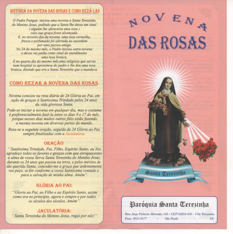 Paroquia Santa Terezinha Brasilândia: NOVENA DAS ROSAS