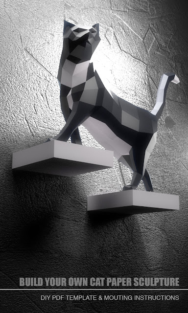 DIY CAT PAPERCRAFT PDF TEMPLATE