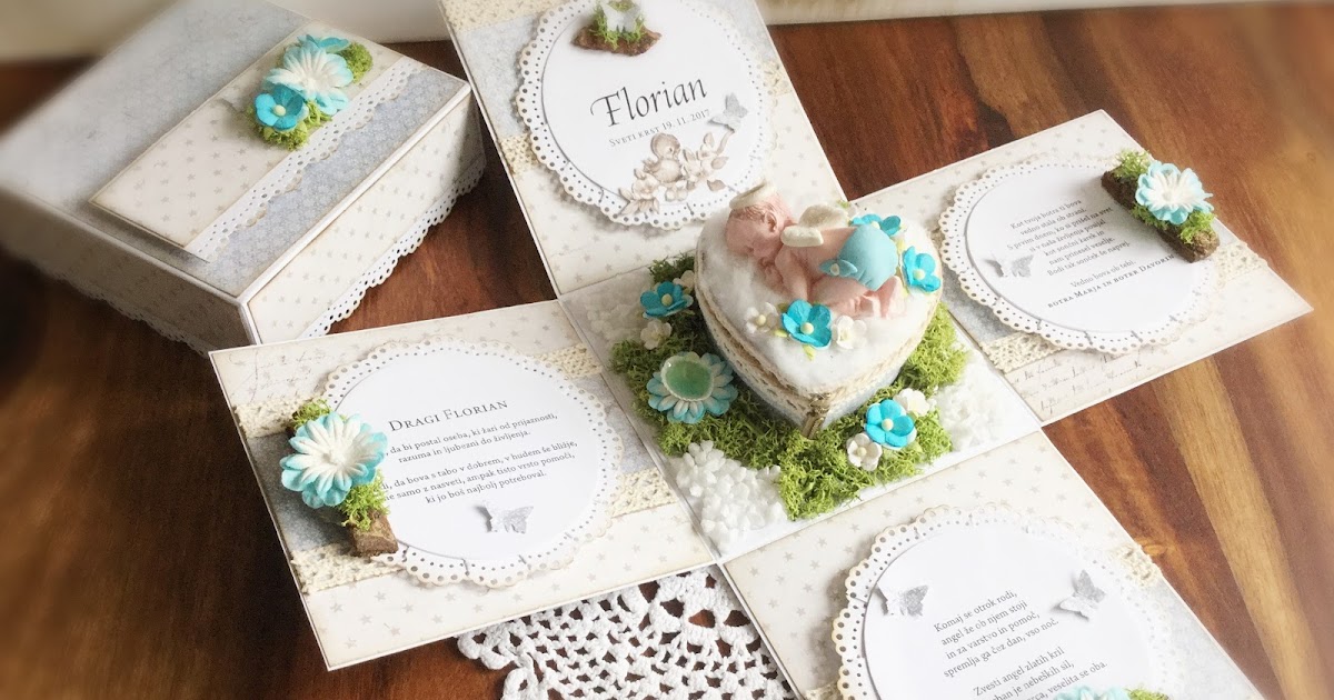 Paper Beauty AK: Exploding Box "Baby Boy Angel" / Škatlica presenečenja ...