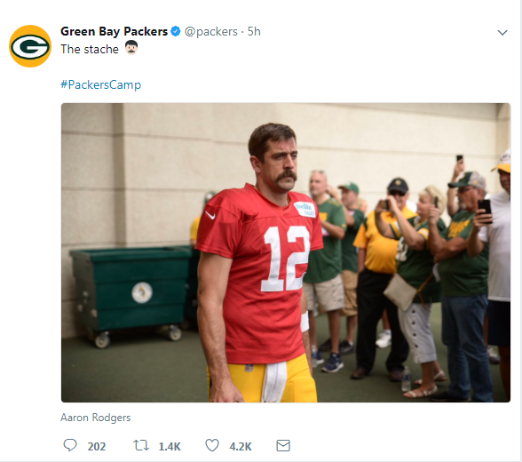 kenneth in the (212): Aaron Rodgers's Mustache Reports to Fudge Packers ...