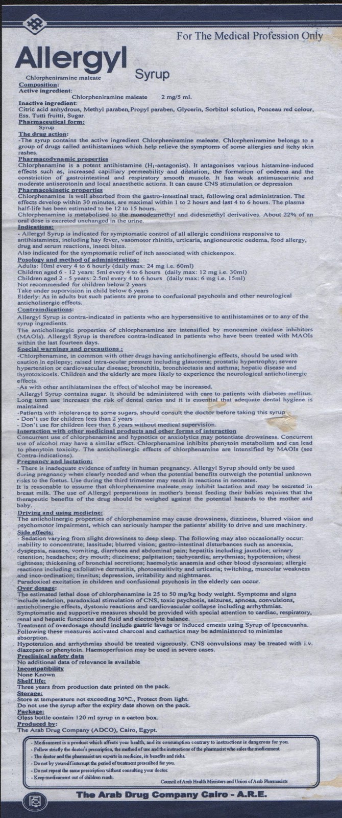 Drug Pamphlet: Allergyl