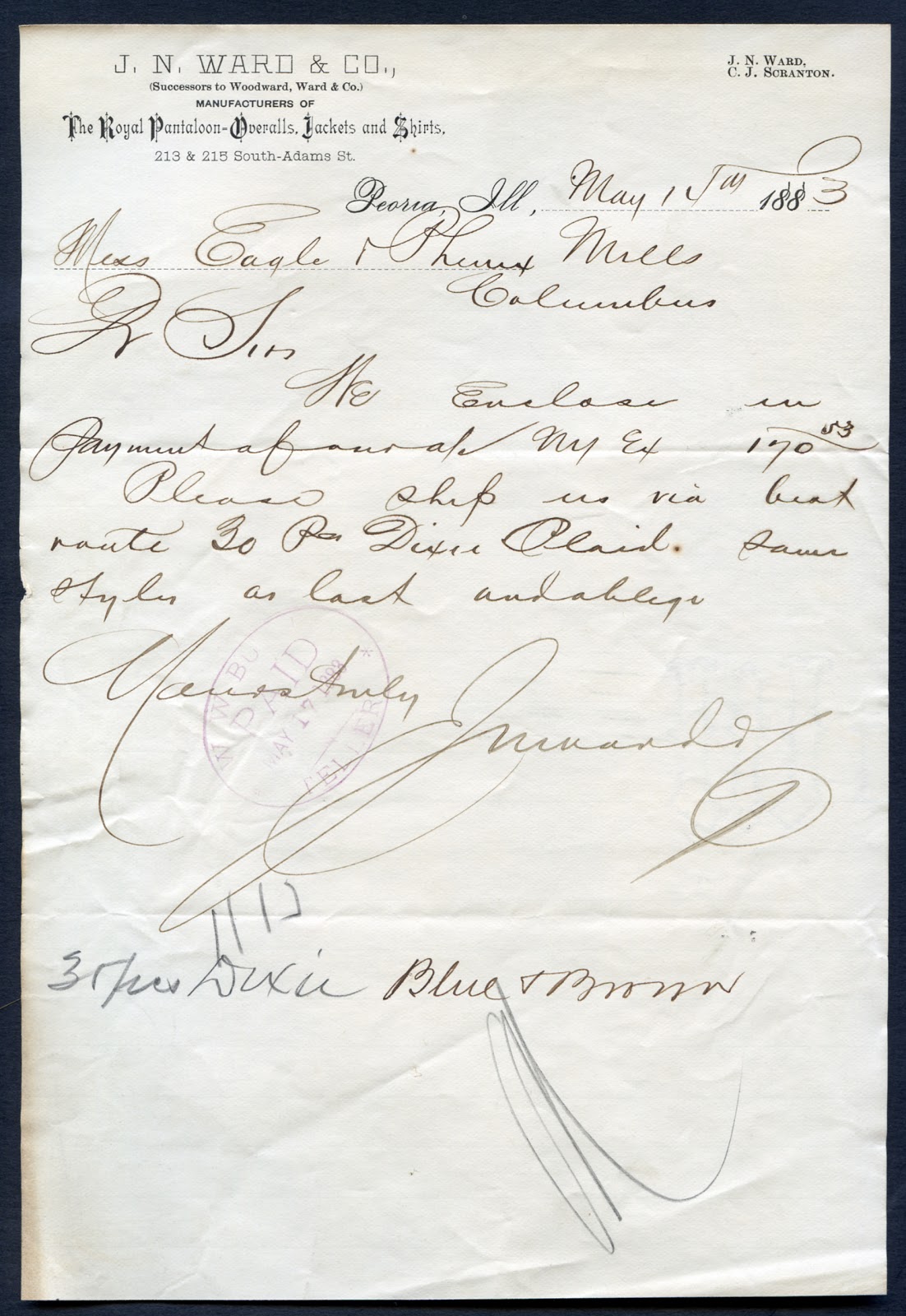 Union-Made: 1883 J.N. Ward Letter