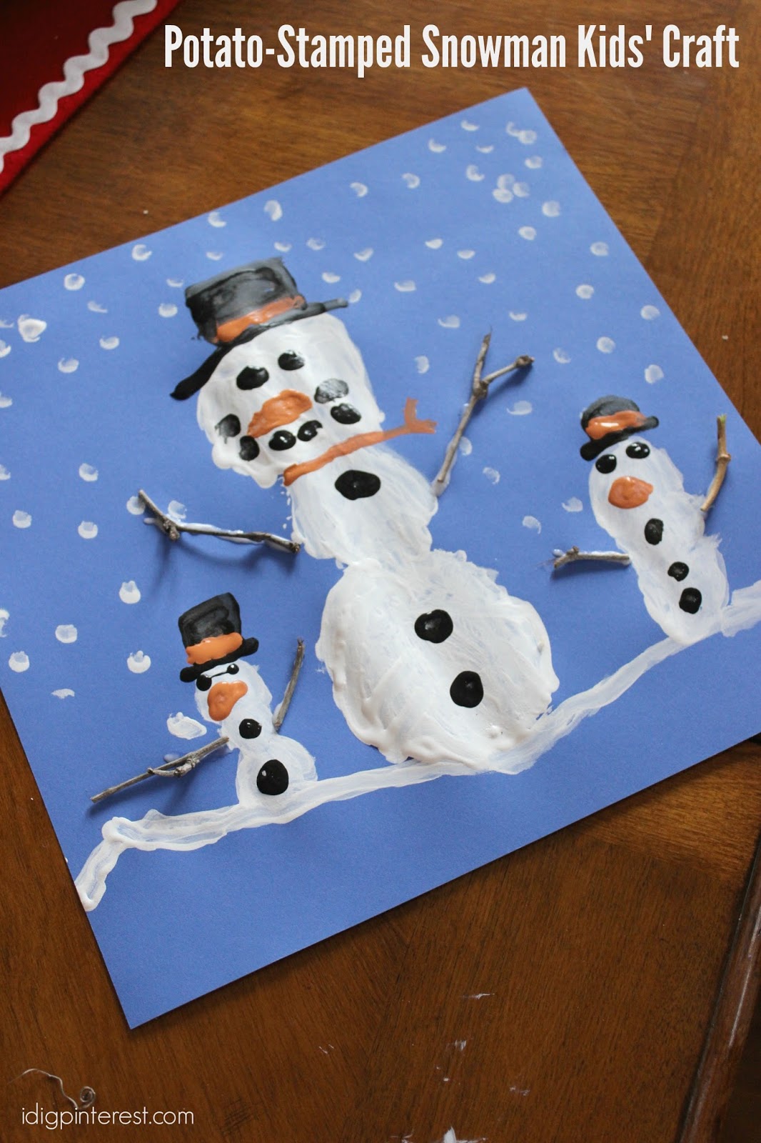 Potato-Stamped Snowman Kids Craft - I Dig Pinterest