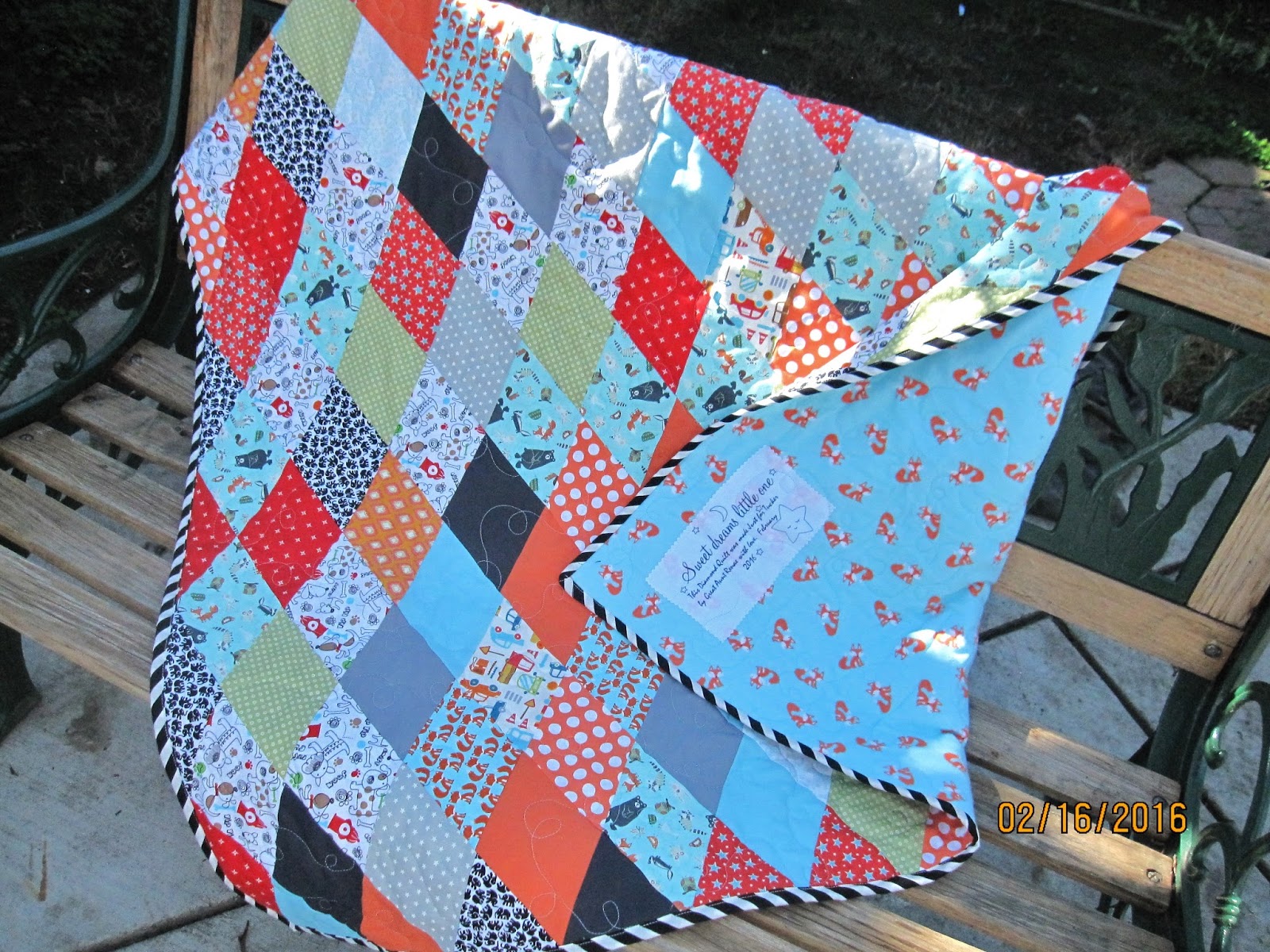 Sunshine in the Attic: Tucker's Diamonds Baby Quilt