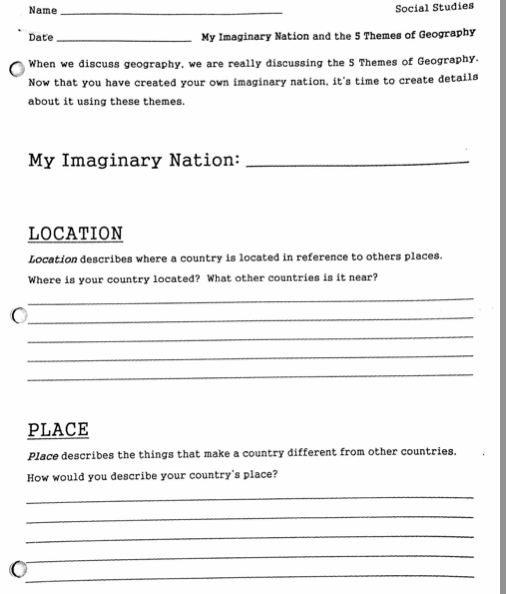 Mr. T's Social Studies: Unit 1: Project - My Imaginary Nation & The 5 ...