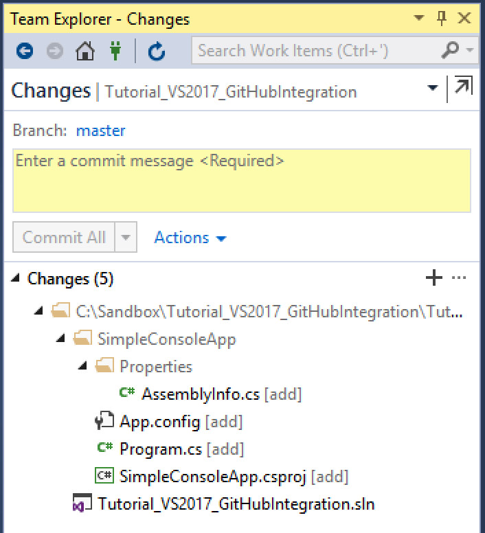 Integrating GitHub on Visual Studio 2017 : Your First Repo, Commit, Push, and Pull