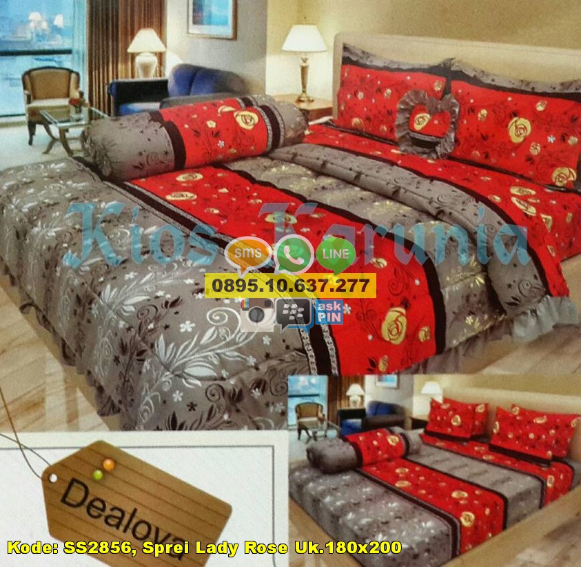 Sprei Katun Jepang: sprei-lady-rose-uk-180x200-motif-revalina-jual