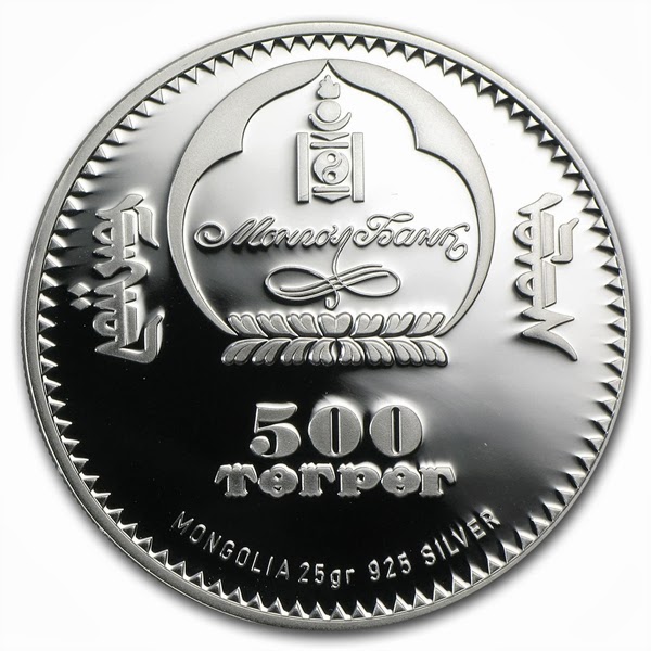 Mongolia Coins 500 Togrog Silver coin of 2013, Golden Eagle.|World ...