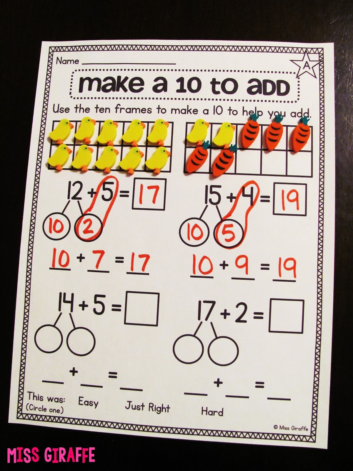 Miss Giraffe's Class: Making a 10 to Add