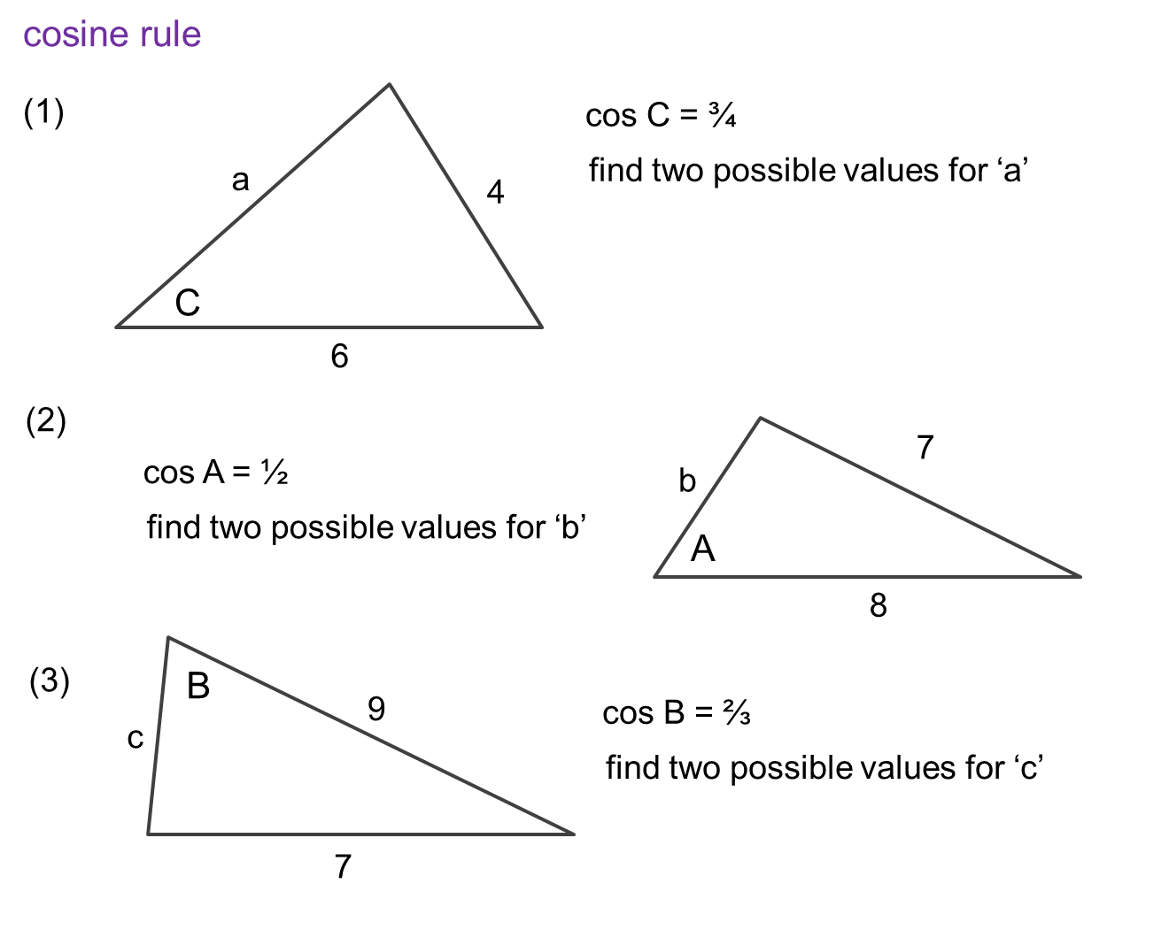 MEDIAN Don Steward mathematics teaching: cosine rule
