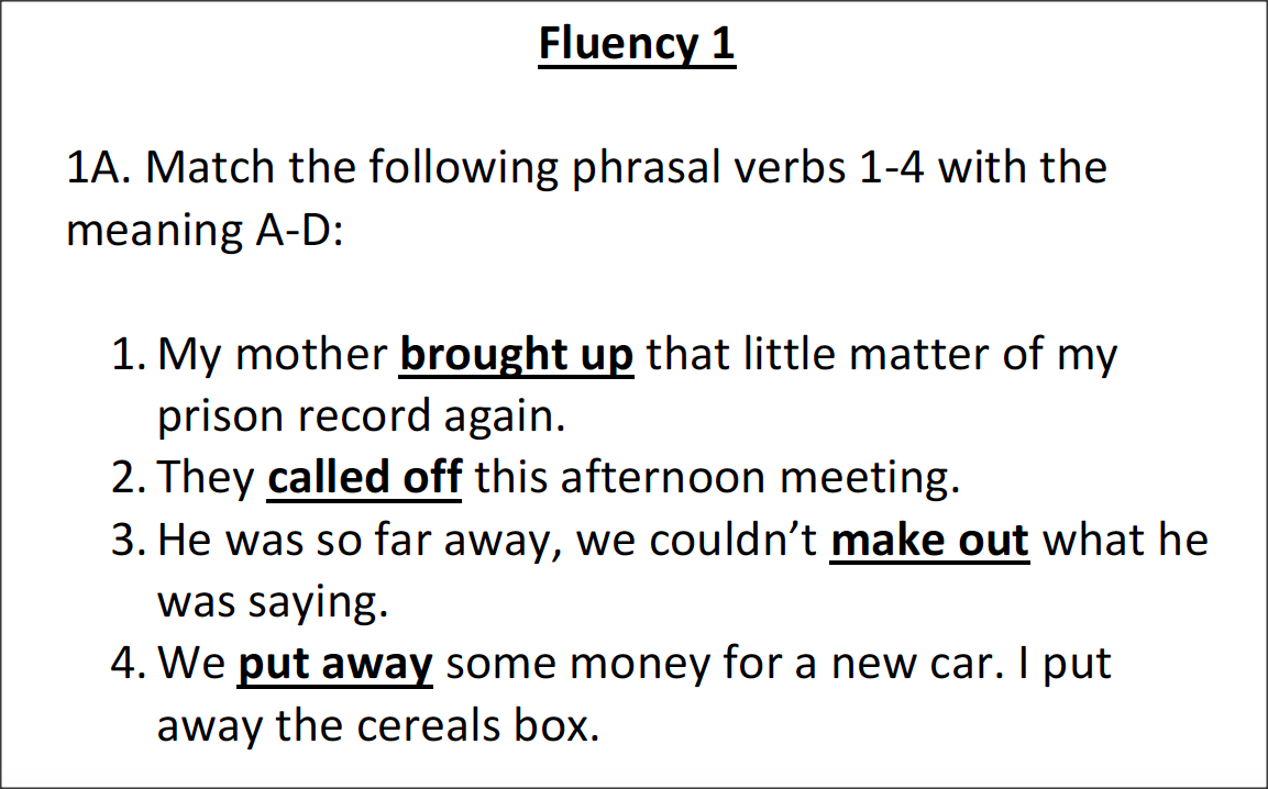 Love English: Fluency: Working with Phrasal verbs